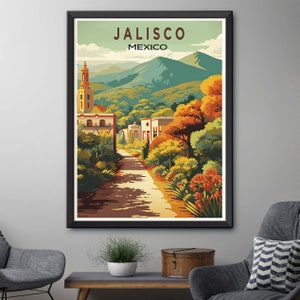 Vibrant Jalisco Mexico Illustration Print - Colorful Heartland Wall Art ...