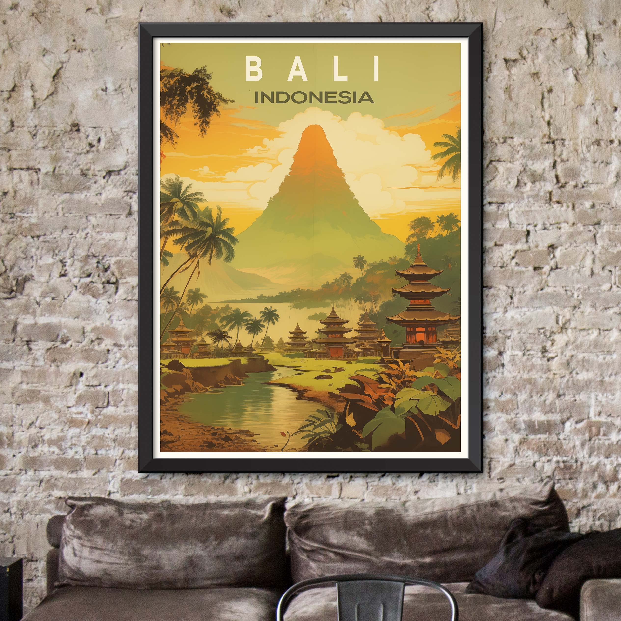 Bali Travel Poster: Indonesia Landscape Art Print - Etsy