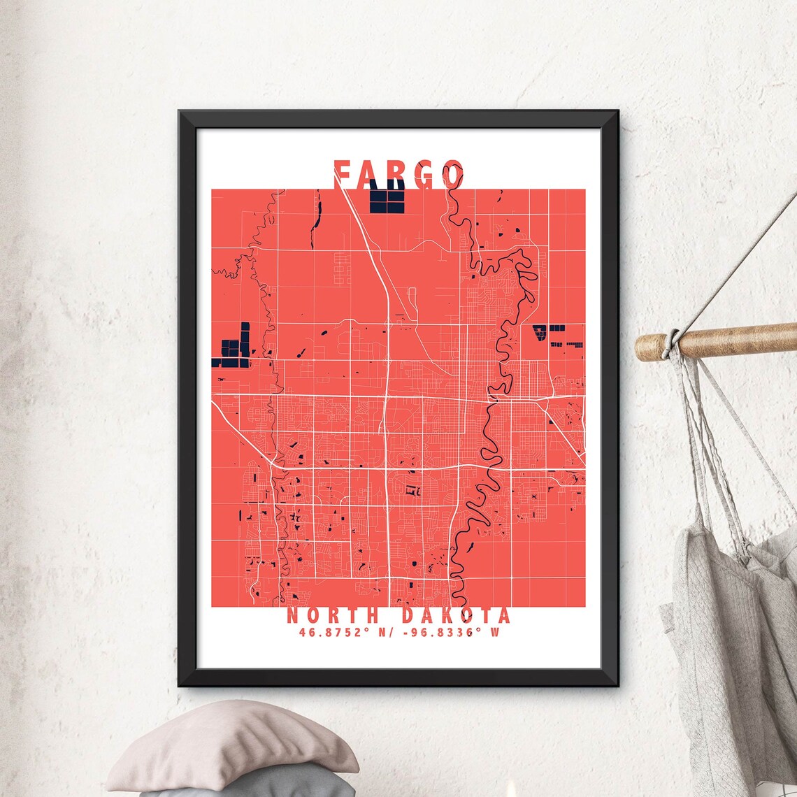 Map of Fargo Fargo Map Print Fargo City Poster Vintage City | Etsy