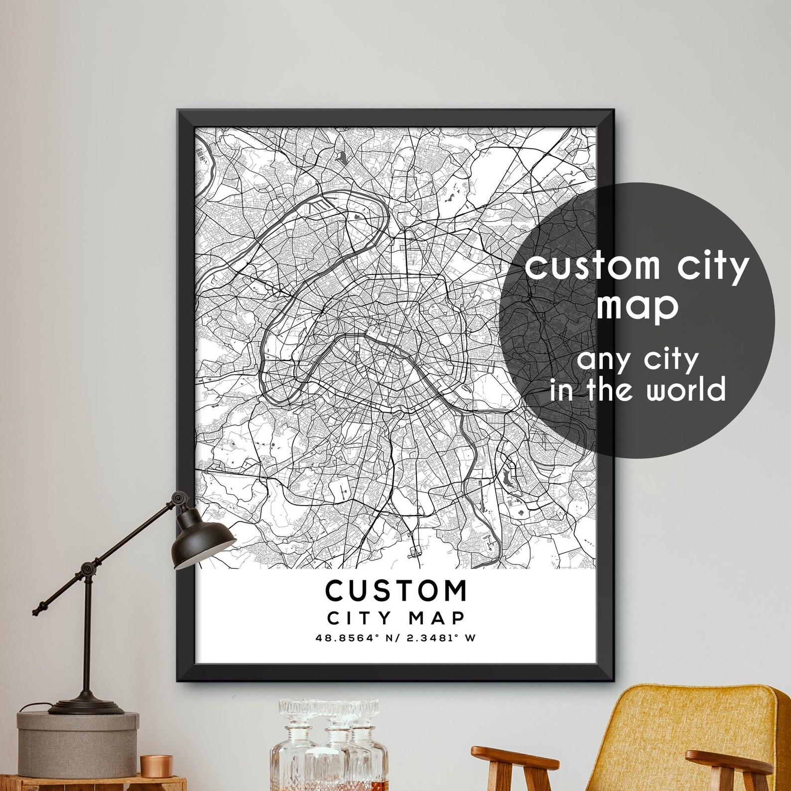 Custom Map Custom City Map Print Personalized Map - Etsy