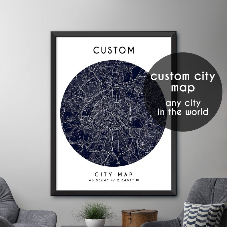 Custom Map Custom City Map Print Personalized Map - Etsy