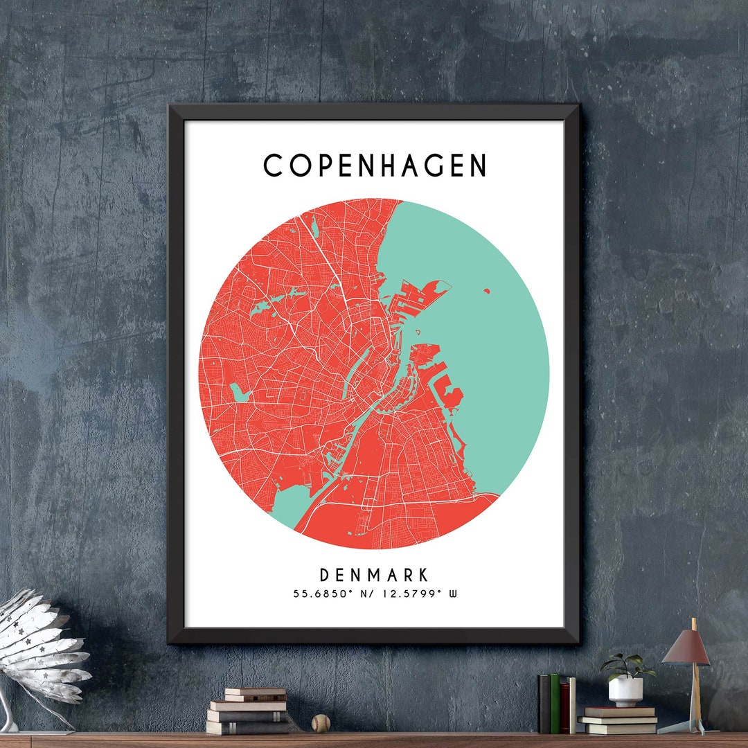 Copenhagen Denmark Wall Art, Copenhagen City Poster, Vintage City Map ...