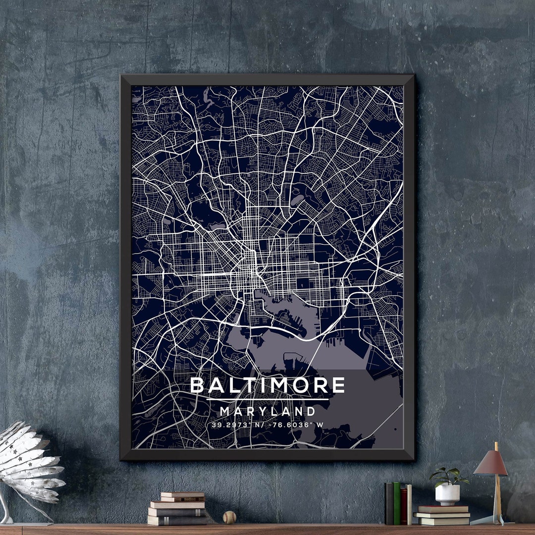 Baltimore Map Print, Baltimore City Poster, Vintage City Map, Baltimore ...