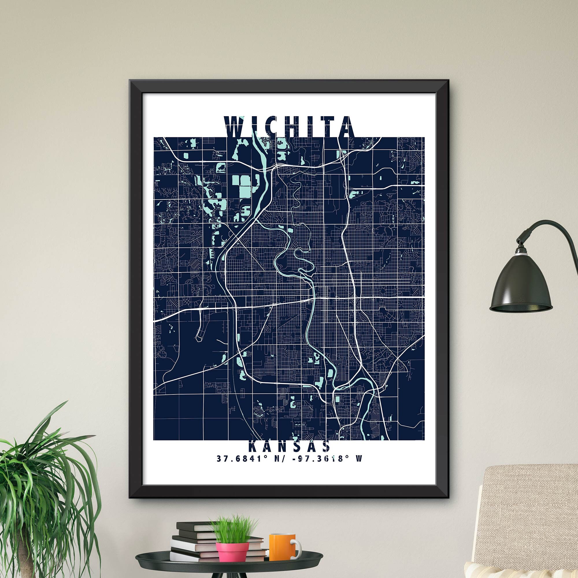Map of Wichita Kansas Wichita Map Print Wichita City Poster | Etsy