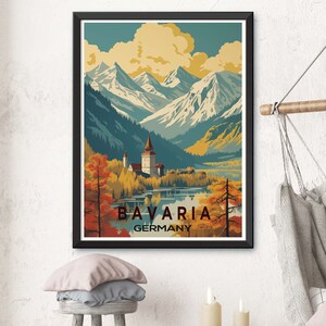 Bavaria Germany Illustrated Travel Poster: Vibrant Colors - Etsy