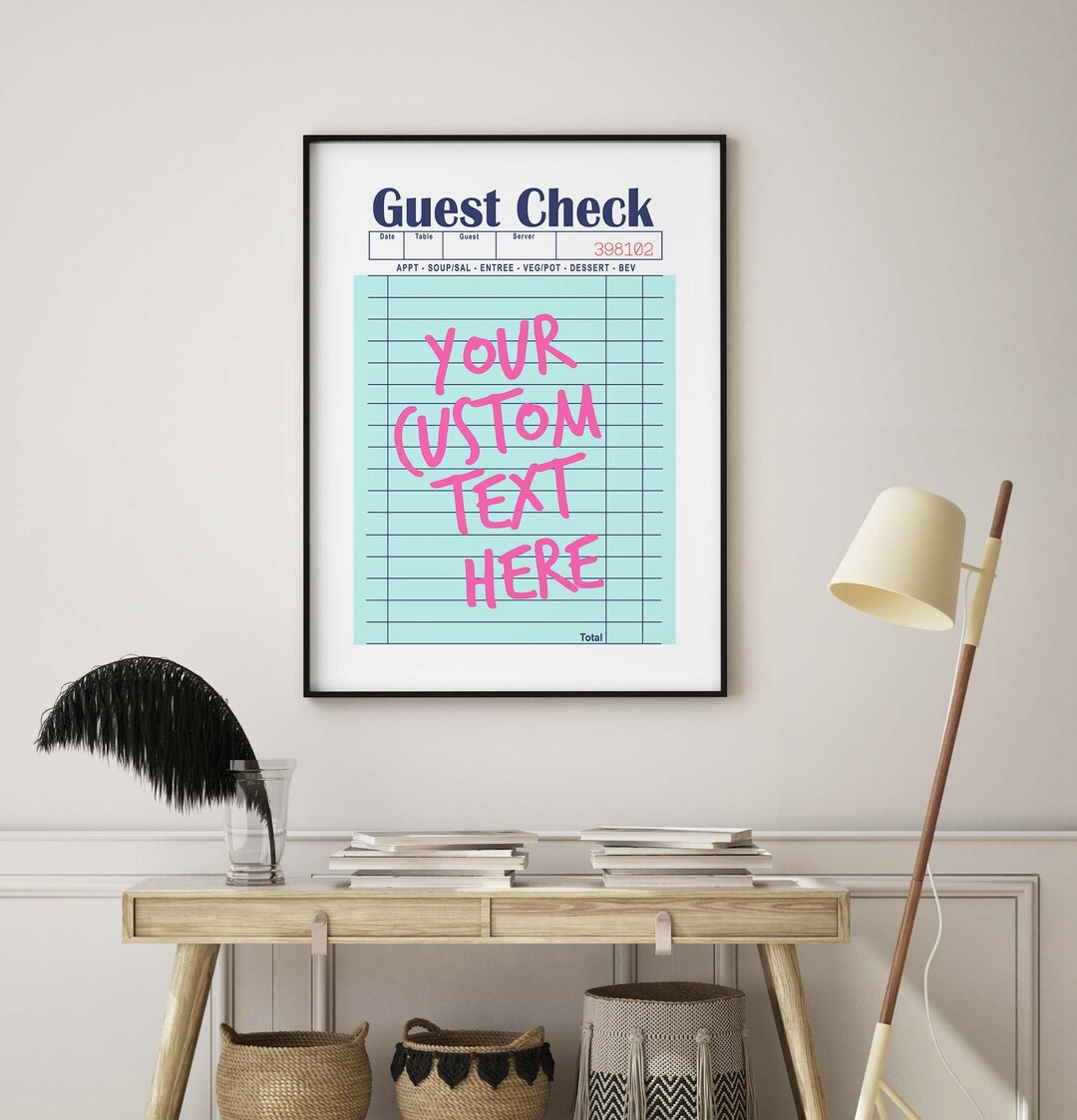 Custom Guest Check Print: Dorm Room Wall Art - Etsy