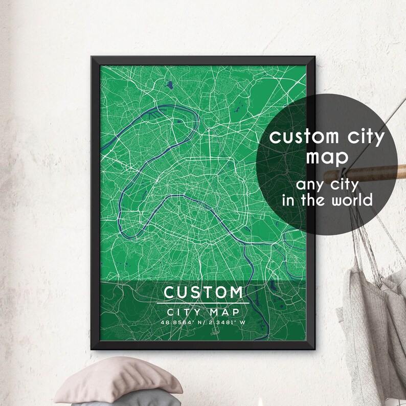Custom Map Custom City Map Print Personalized Map - Etsy