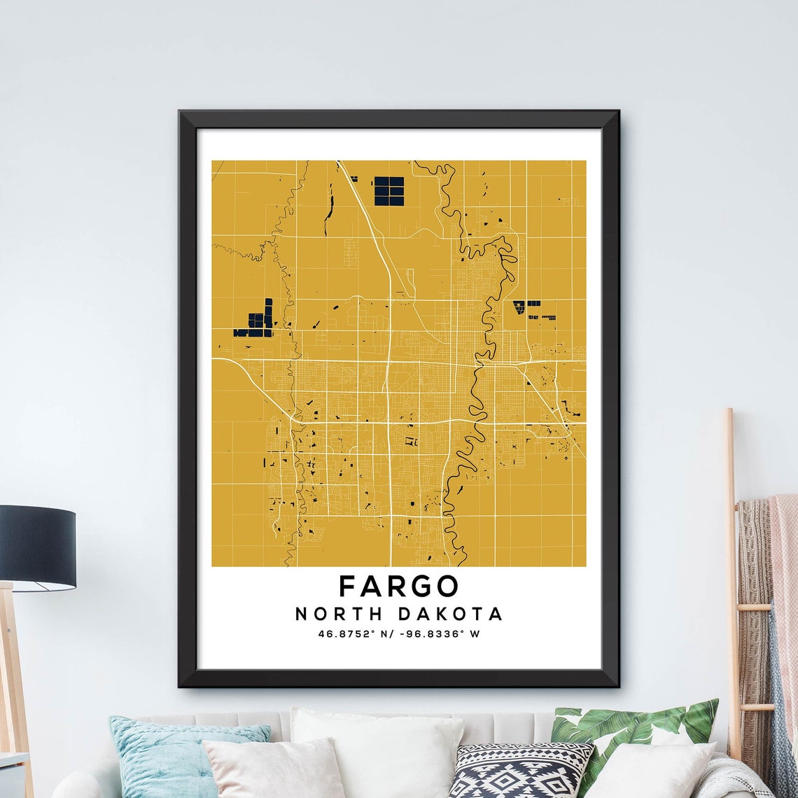 Map of Fargo Fargo Map Print Fargo City Poster Vintage City | Etsy