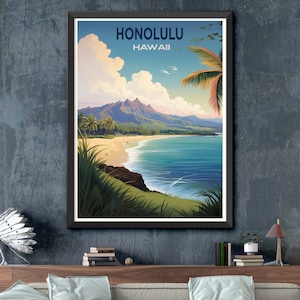 Honolulu Poster Honolulu Print Honolulu Hawaii Print Illustration of ...