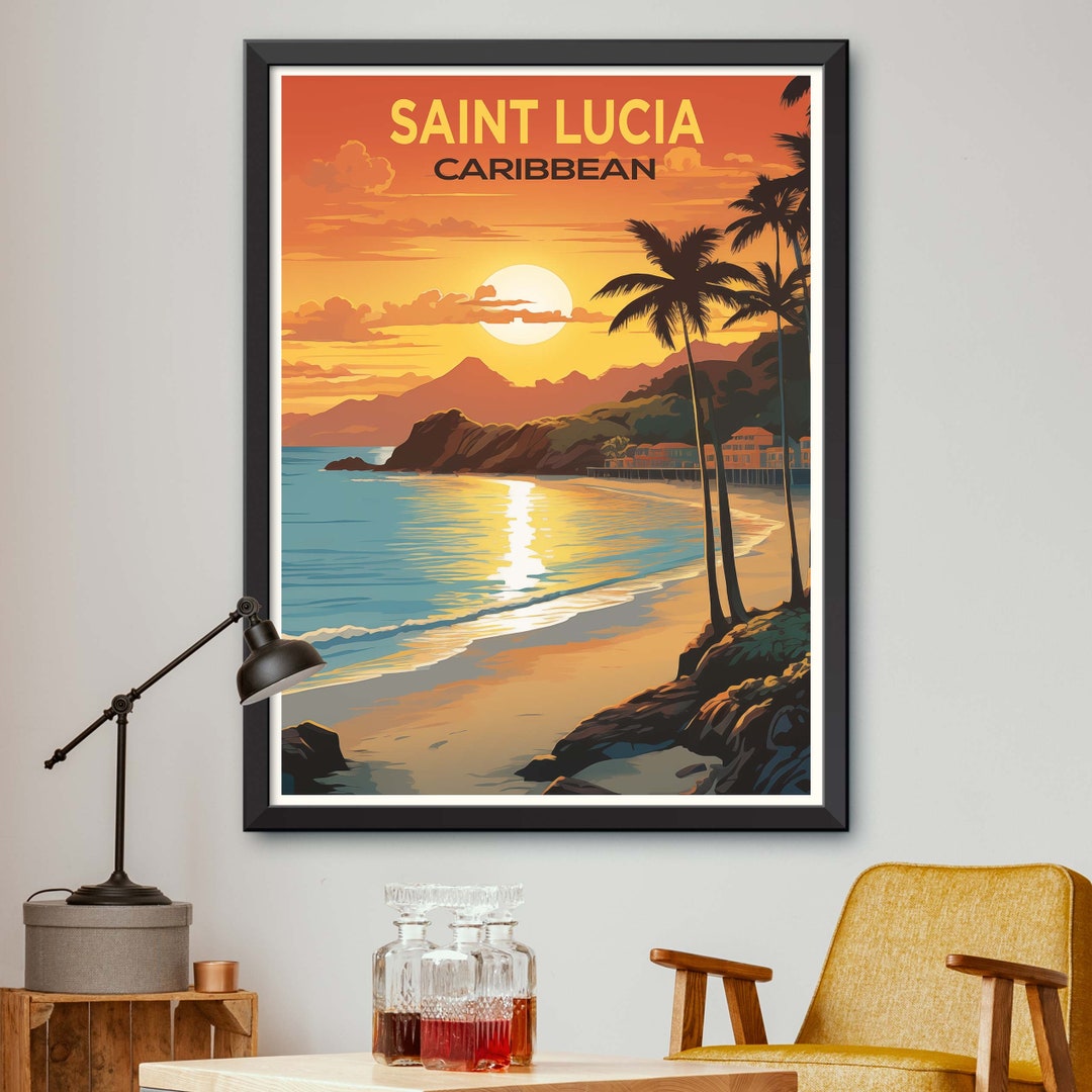 Saint Lucia Poster - Sant Lucia Print - Saint Lucia Travel Poster ...