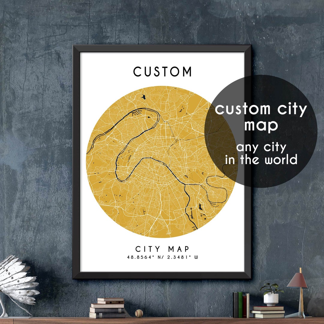 Custom Map, Custom City Map Print, Personalized Map, Personalized Map ...