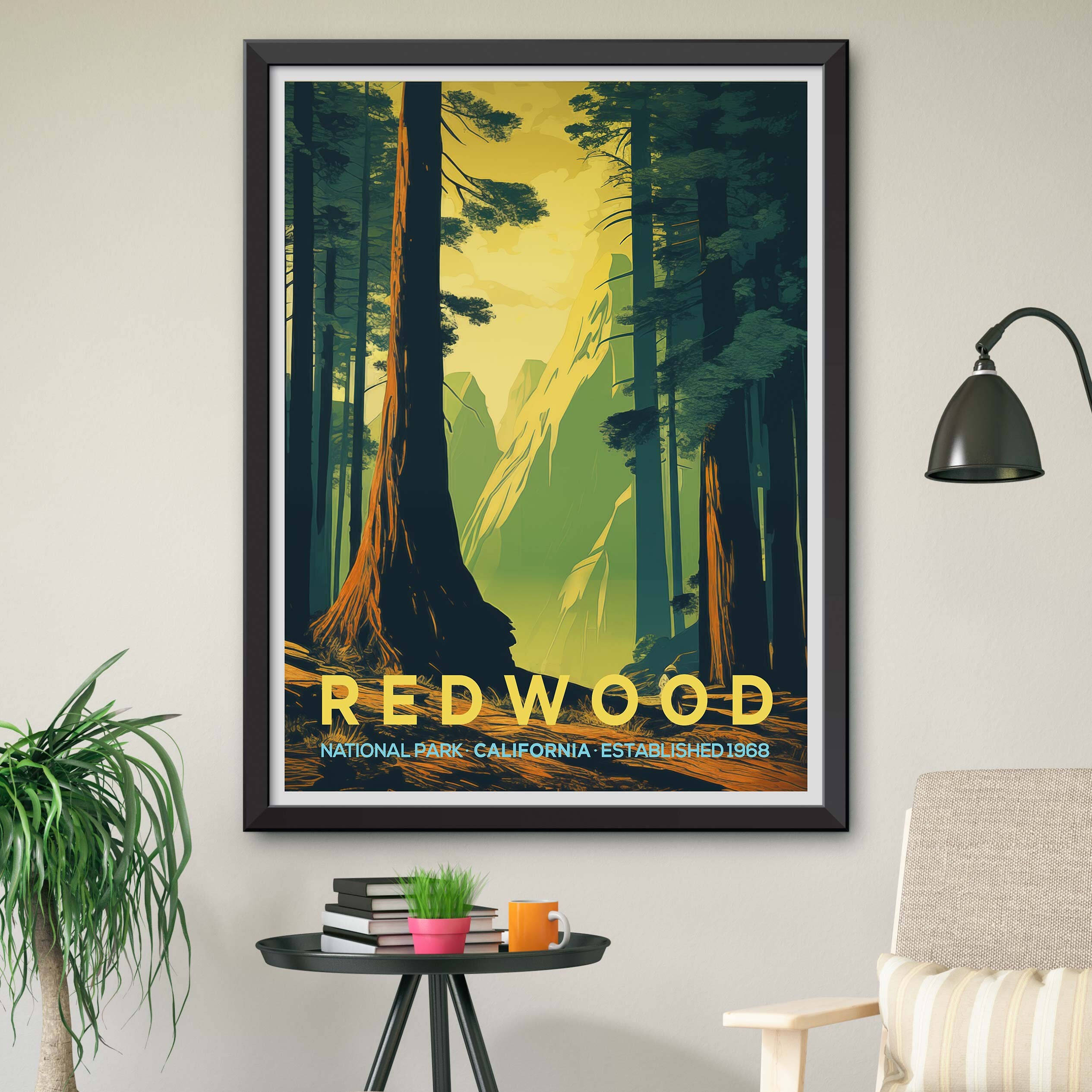Redwoods National Park Illustration - Majestic Forest Landscape Art ...