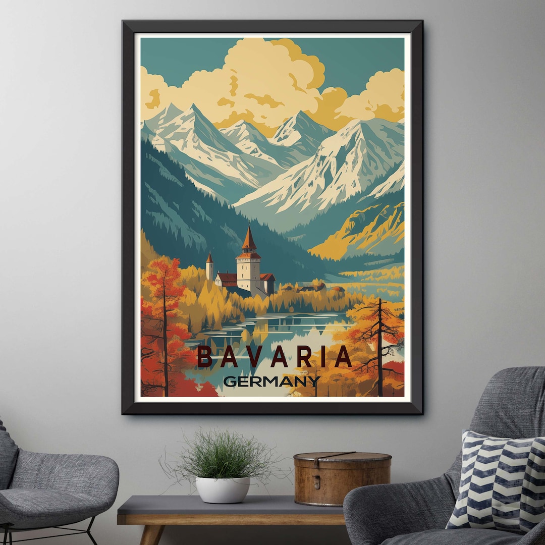 Bavaria Germany Illustrated Travel Poster: Vibrant Colors - Etsy