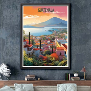 Vintage-inspired Guatemala Travel Poster - Colorful Illustration Wall ...