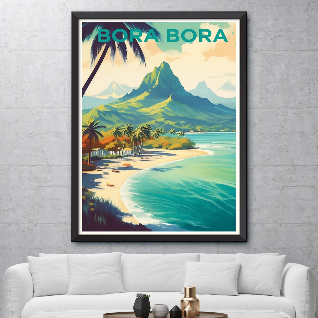 Bora Bora Poster Bora Bora Print Illustration of Bora Bora Tropical ...