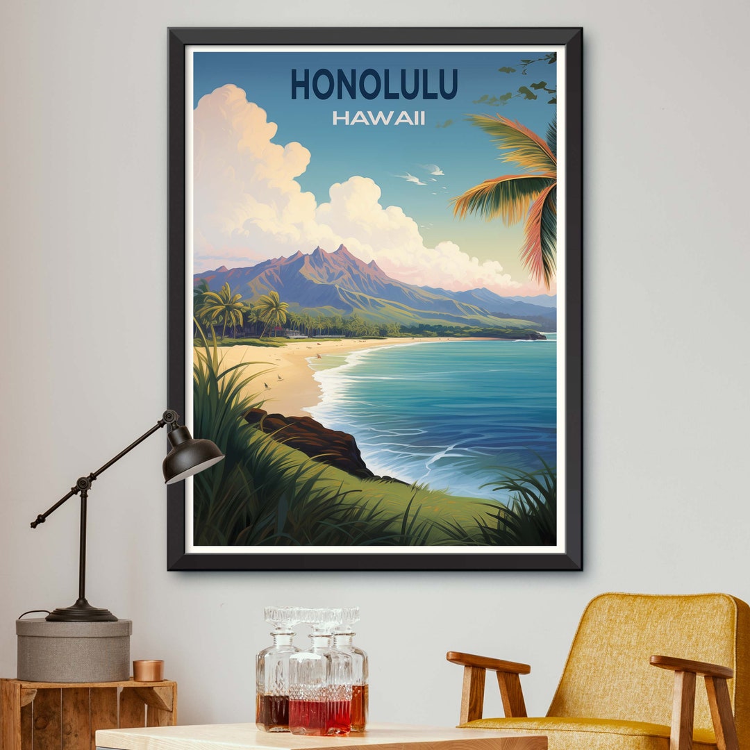 Honolulu Poster - Honolulu Print - Honolulu Hawaii Print - Illustration ...