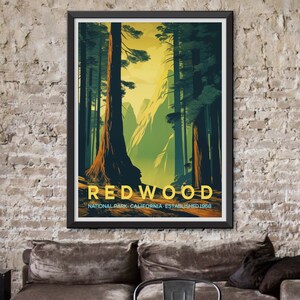 Redwoods National Park Illustration - Majestic Forest Landscape Art ...