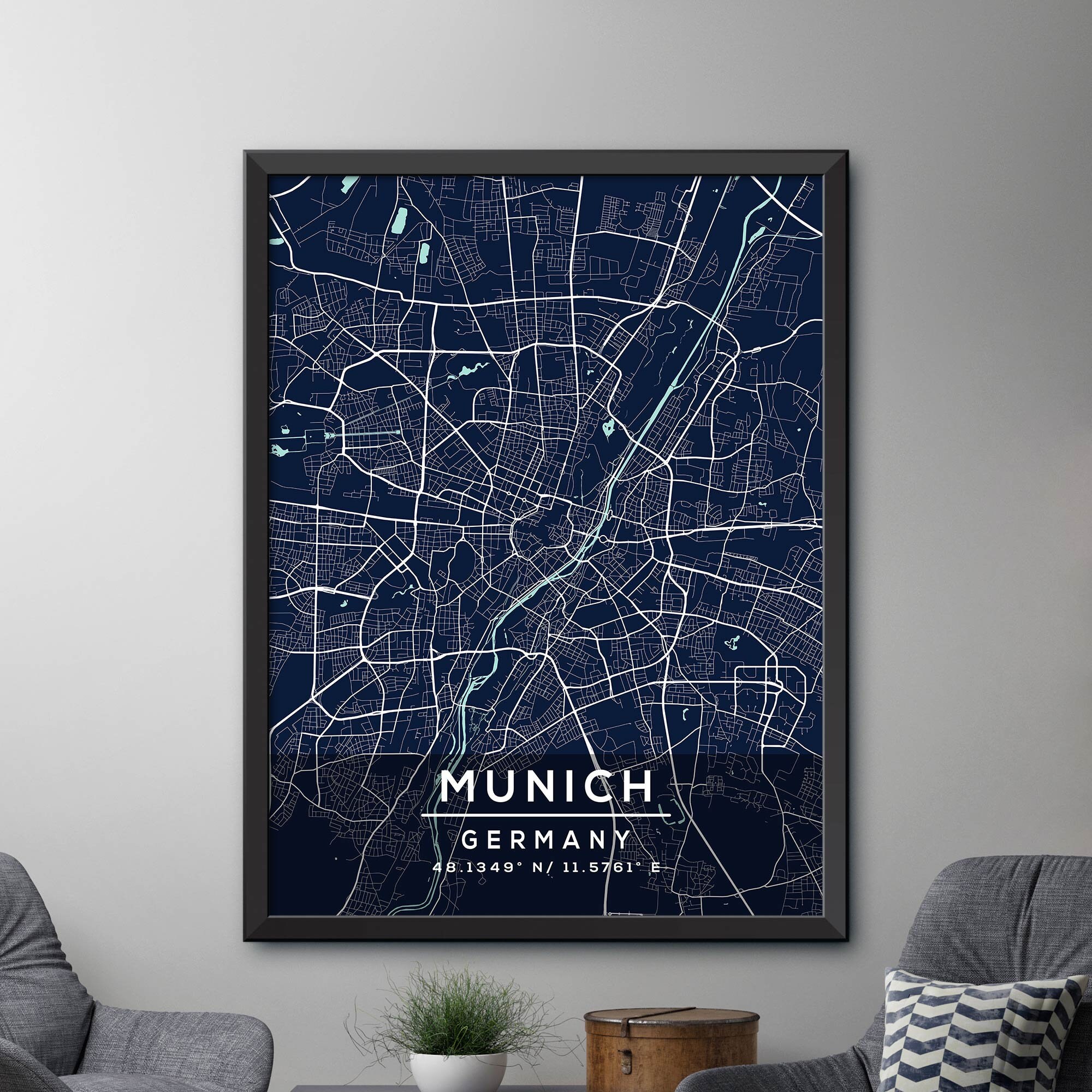 Map of Munich Munich Map Print Munich City Poster Vintage | Etsy