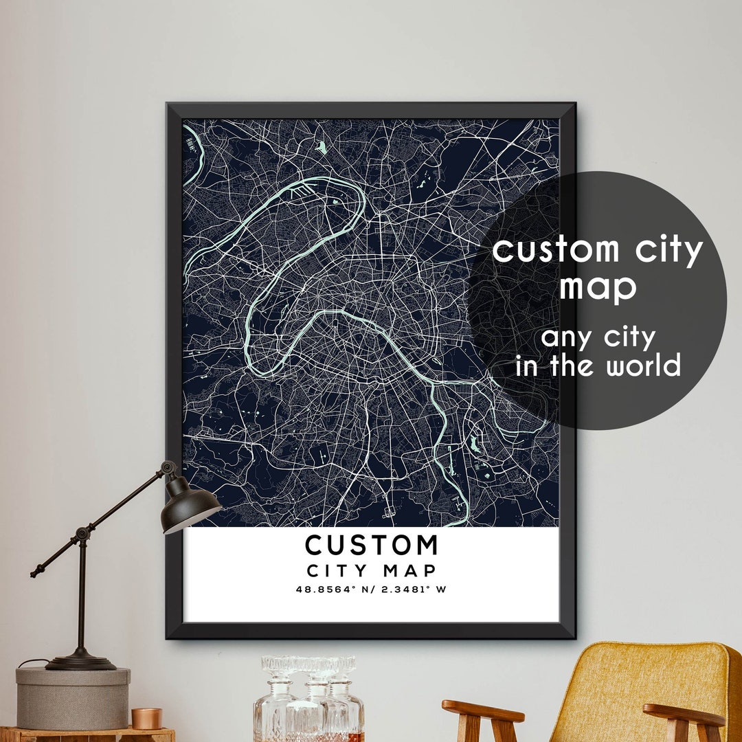 Mapa personalizado, impresión de mapa de ciudad personalizado, mapa ...