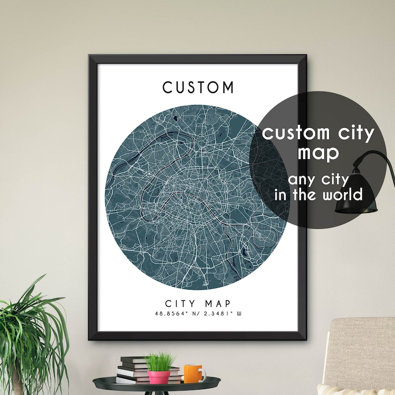 Custom Map Custom City Map Print Personalized Map - Etsy