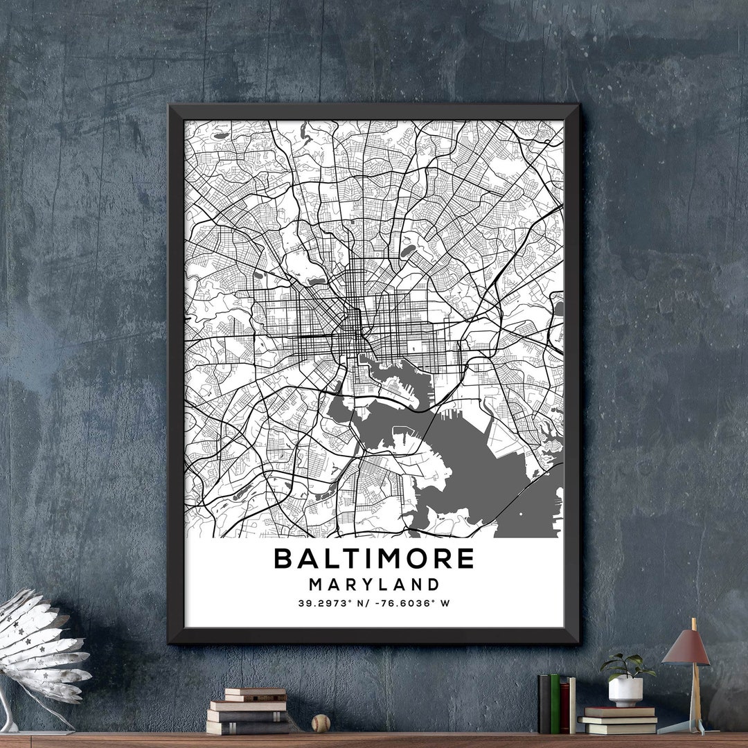 Baltimore Map Print, Baltimore City Poster, Vintage City Map, Baltimore ...
