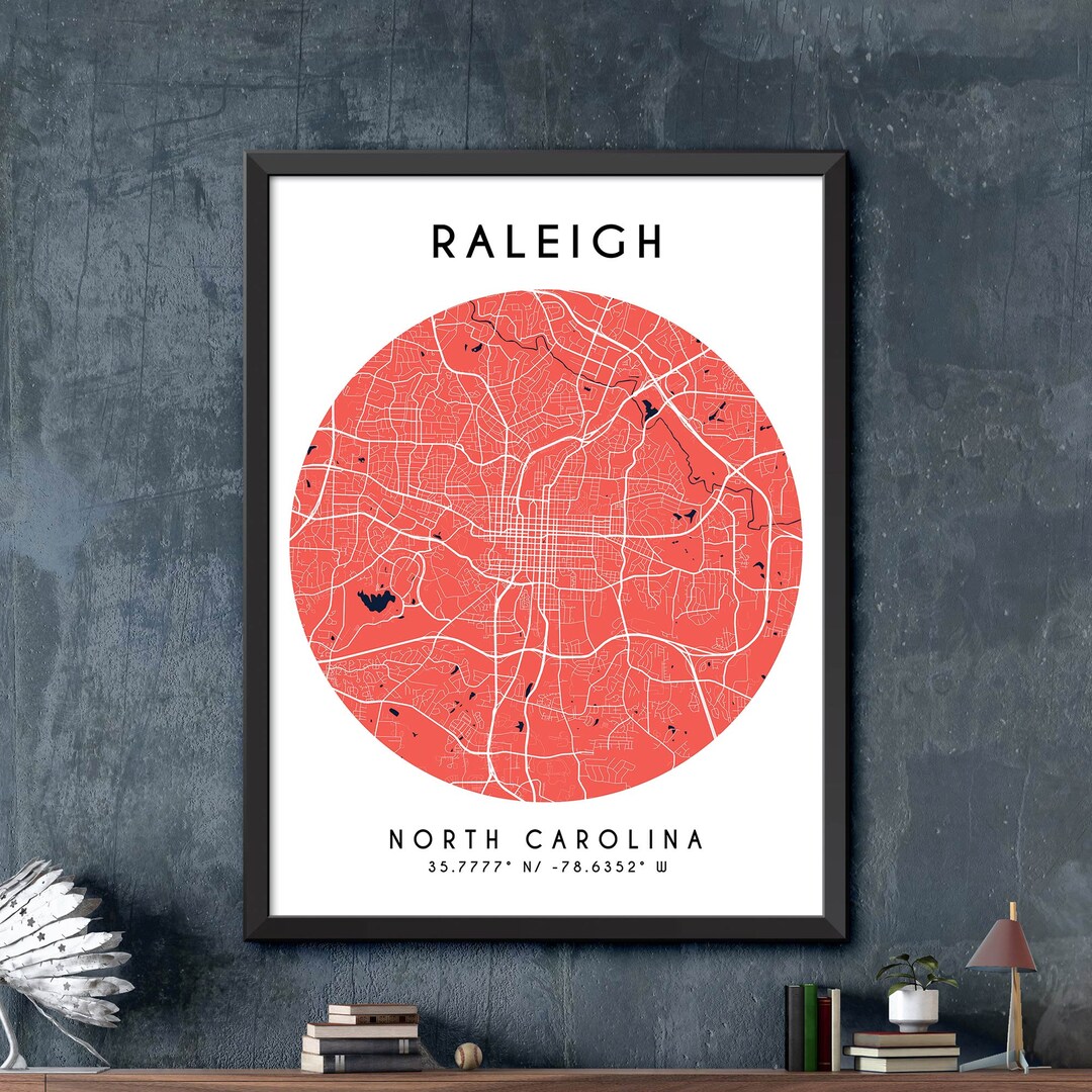 Map of Raleigh North Carolina Raleigh Map Print Raleigh City - Etsy.de