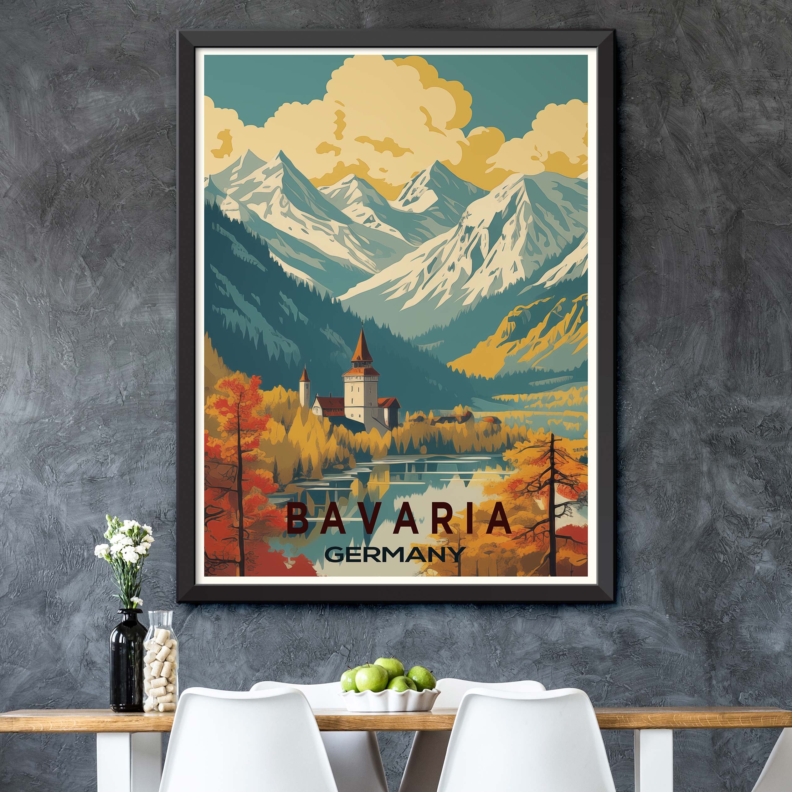 Bavaria Germany Illustrated Travel Poster: Vibrant Colors - Etsy