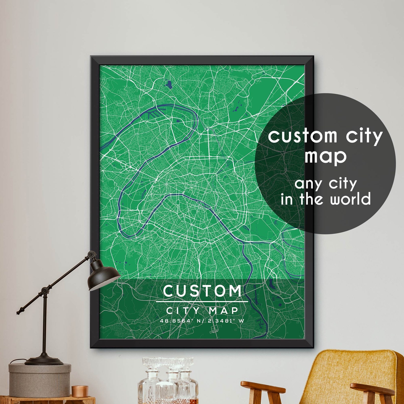 Custom Map Custom City Map Print Personalized Map - Etsy