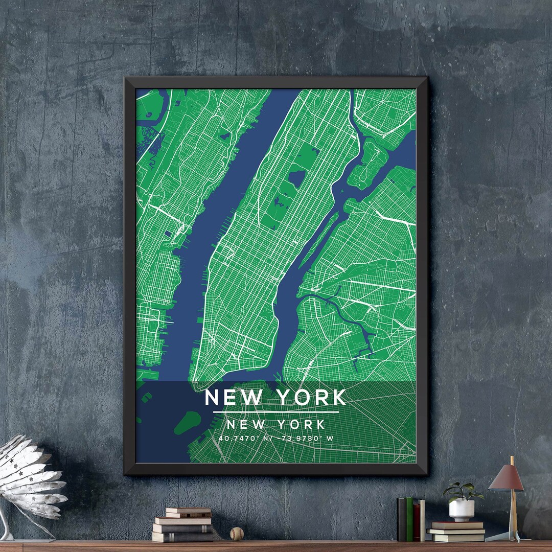 Map of New York New York Map Print New York City Poster - Etsy