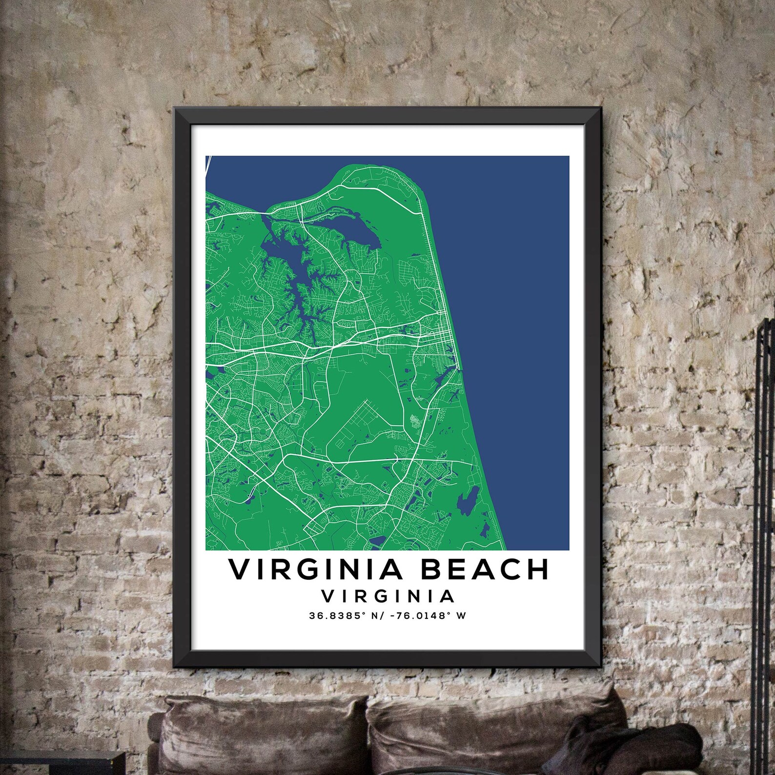 Map of Virginia Beach Virginia Map Print Virginia City | Etsy