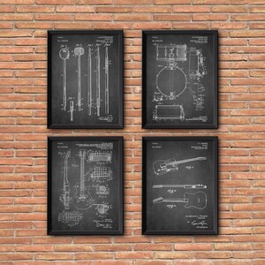 Musical Instrument Patent Prints Set of 4, Music Patent Prints, Set of ...
