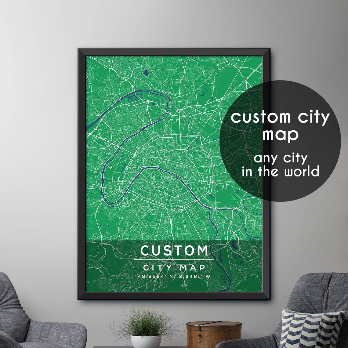 Custom Map Custom City Map Print Personalized Map - Etsy