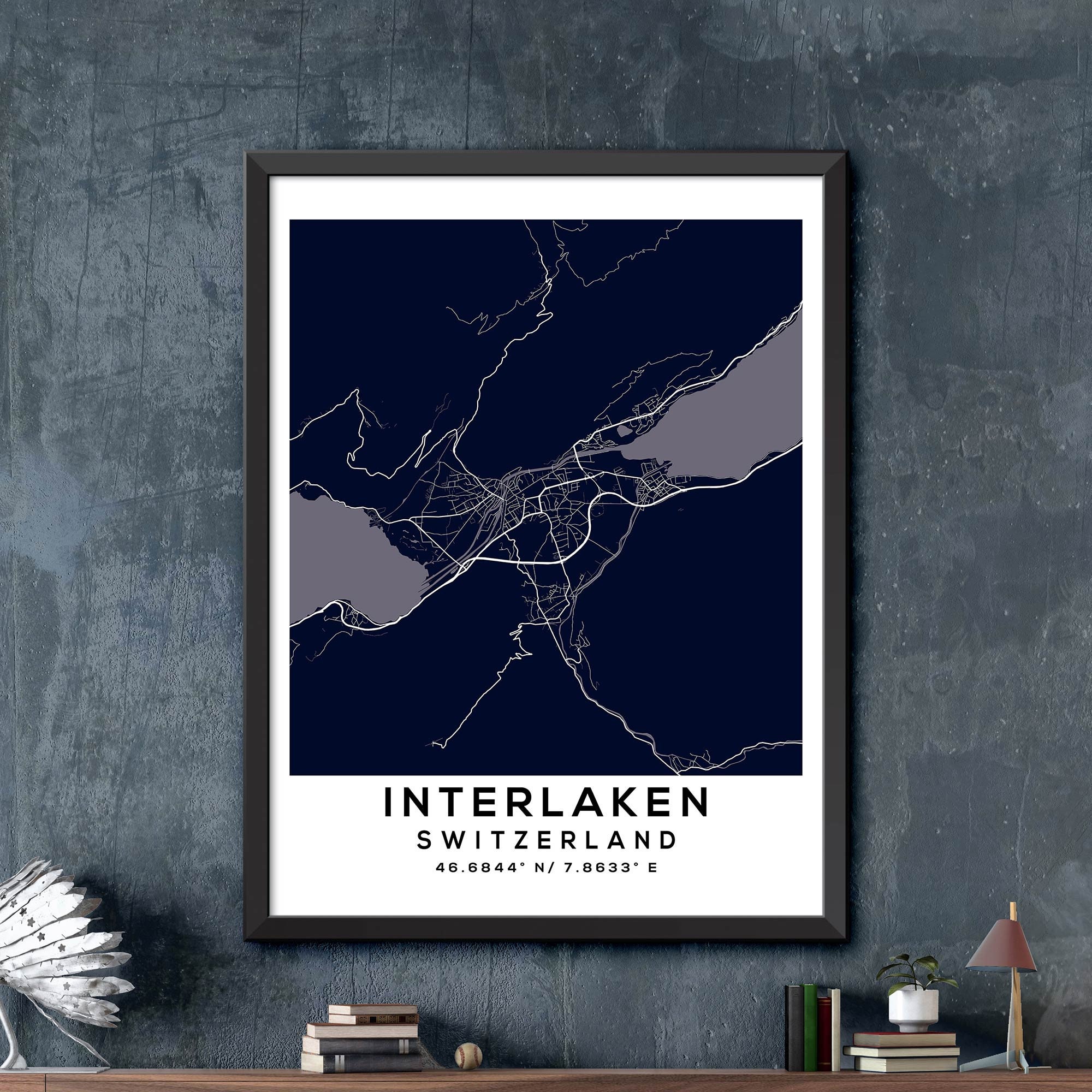 Map of Interlaken Interlaken Map Print Interlaken City | Etsy