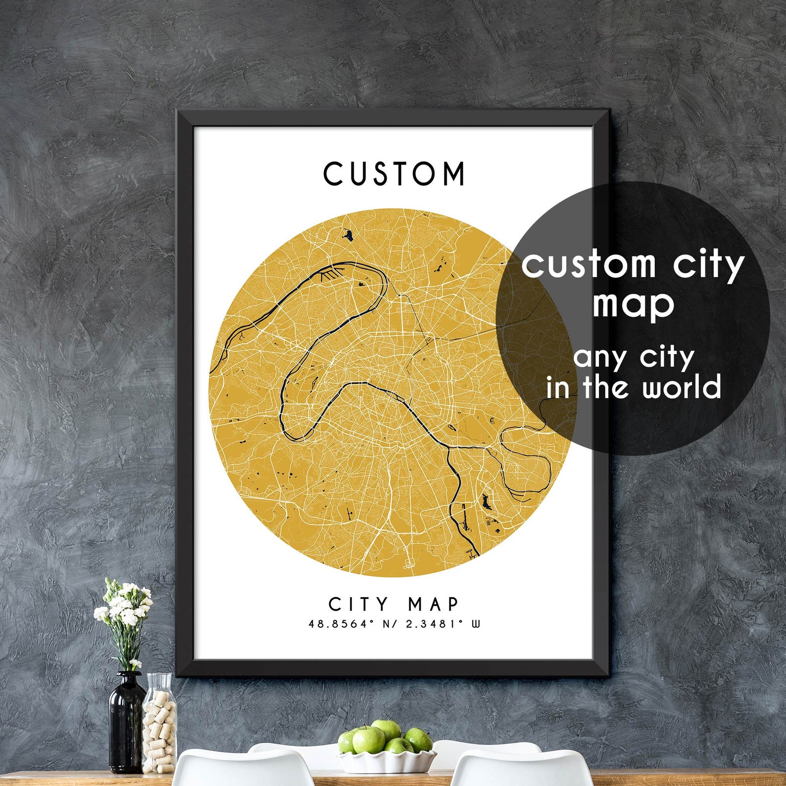 Custom Map Custom City Map Print Personalized Map | Etsy