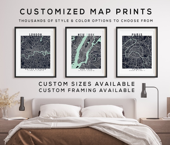 Custom Map Print Set of 3 Map Prints Custom Map Custom - Etsy
