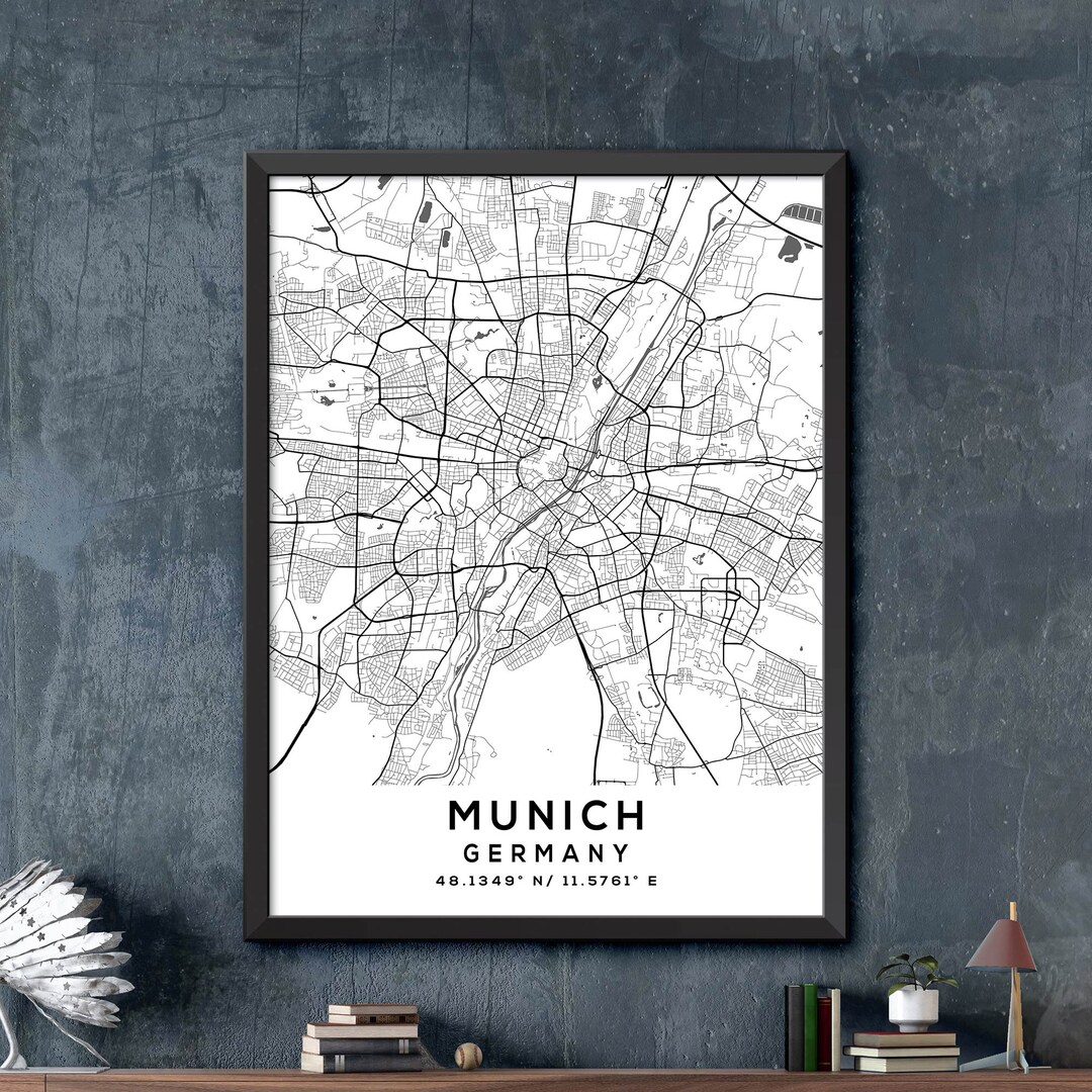 Map of Munich Munich Map Print Munich City Poster Vintage - Etsy