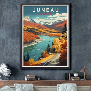 Juneau Alaska Art Print: Illustrated Alaskan Landscape Poster - Etsy