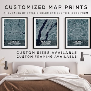 Custom Map Print, Set of 3, Map Prints, Custom Map, Custom Maps, Home ...