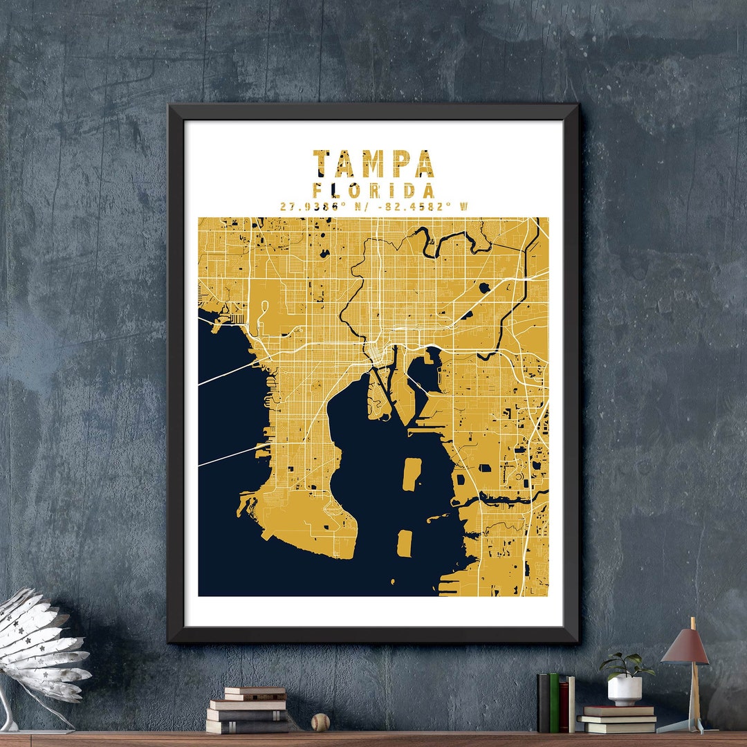 Map of Tampa Florida Tampa Map Print Tampa City Poster - Etsy