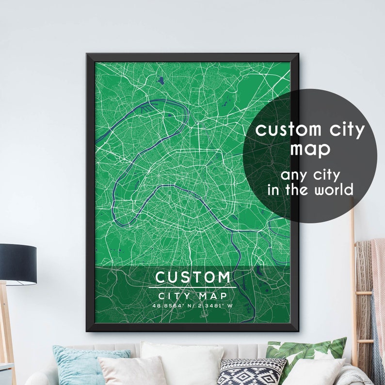 Custom Map Custom City Map Print Personalized Map - Etsy