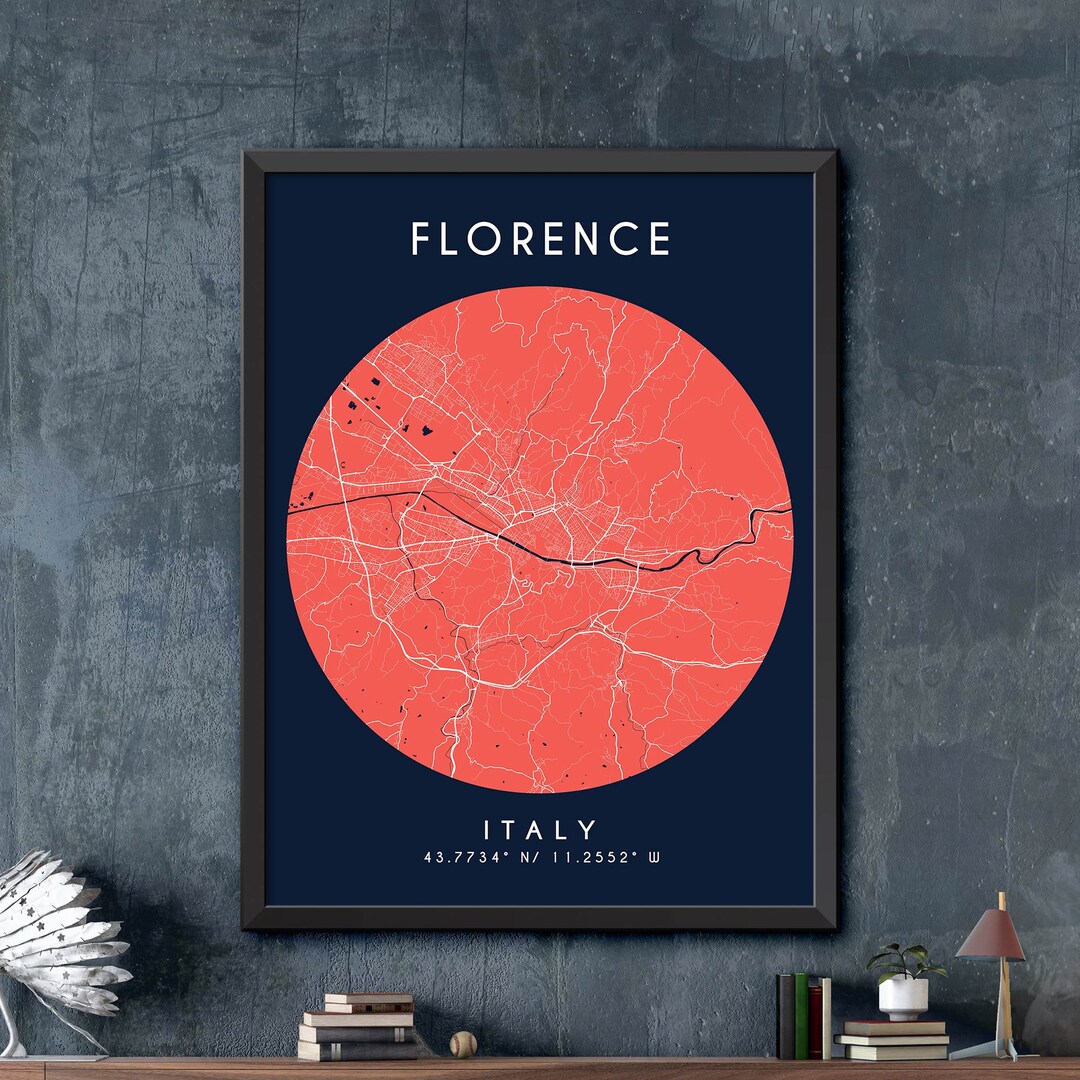 Mapa de Florencia Impresión del mapa de Florencia Cartel de - Etsy México