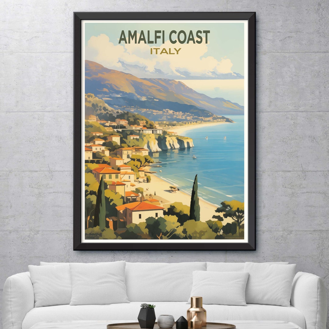 Amalfi Coast Poster - Amalfi Coast Print - Illustration of the Amalfi ...