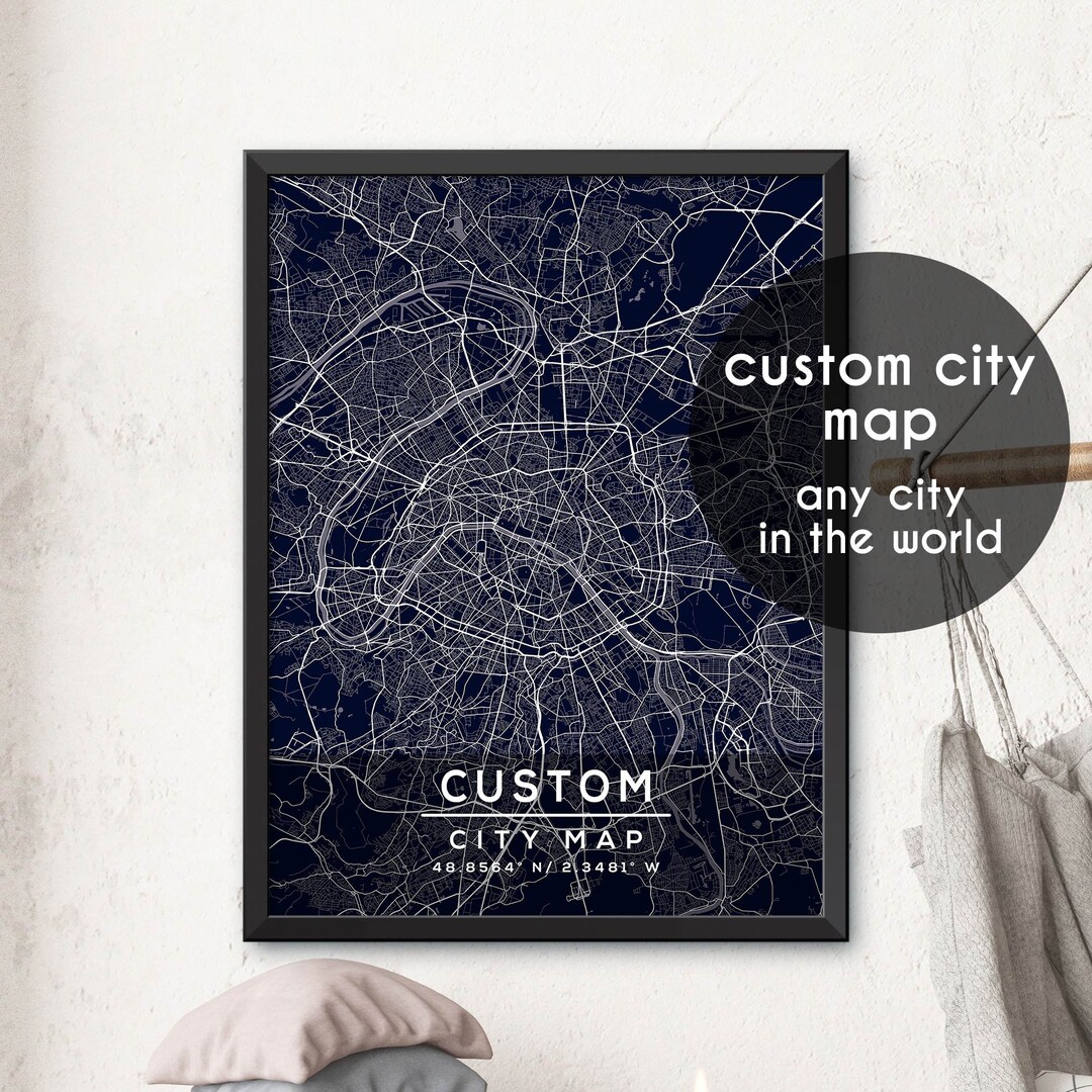 Personalized Vintage-style City Map Print - Custom Wall Art Decor for ...