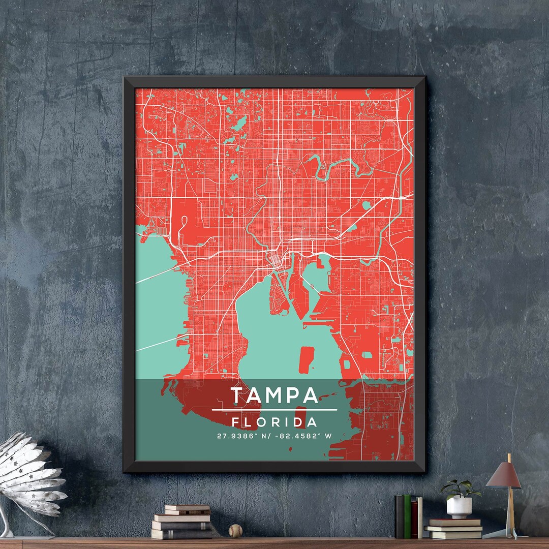 Map of Tampa Florida Tampa Map Print Tampa City Poster - Etsy