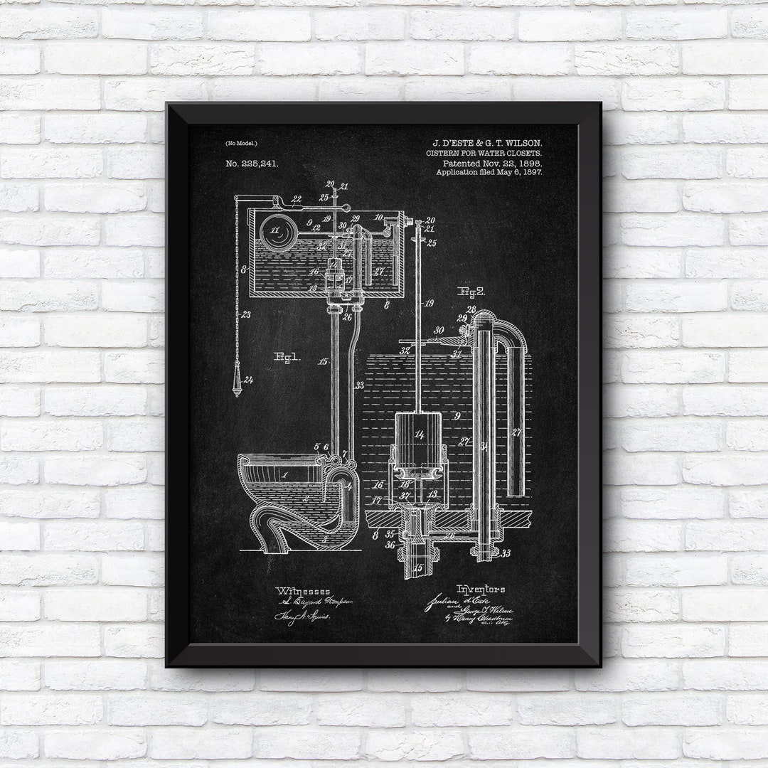 Vintage Cistern Patent Print: Elegant Bathroom Wall Art for Home Decor ...