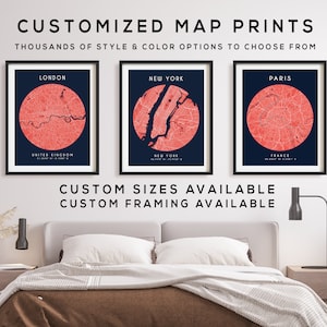 Custom Map Print, Set of 3, Map Prints, Custom Map, Custom Maps, Home ...