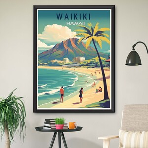 Waikiki Hawaii Poster - Waikiki Print - Hawaii Poster - Tropical Hawaii ...