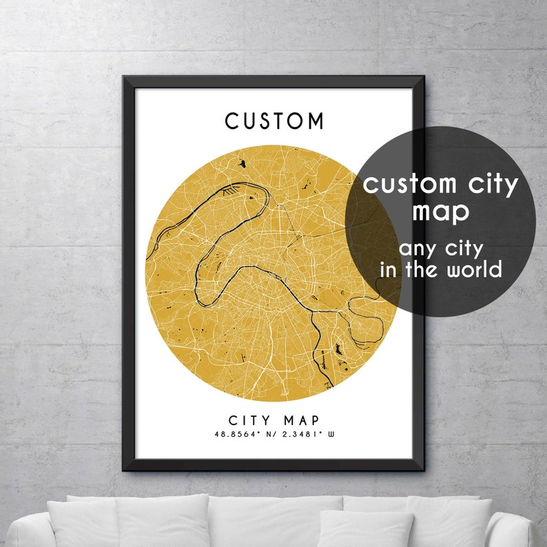 Custom Map Custom City Map Print Personalized Map | Etsy