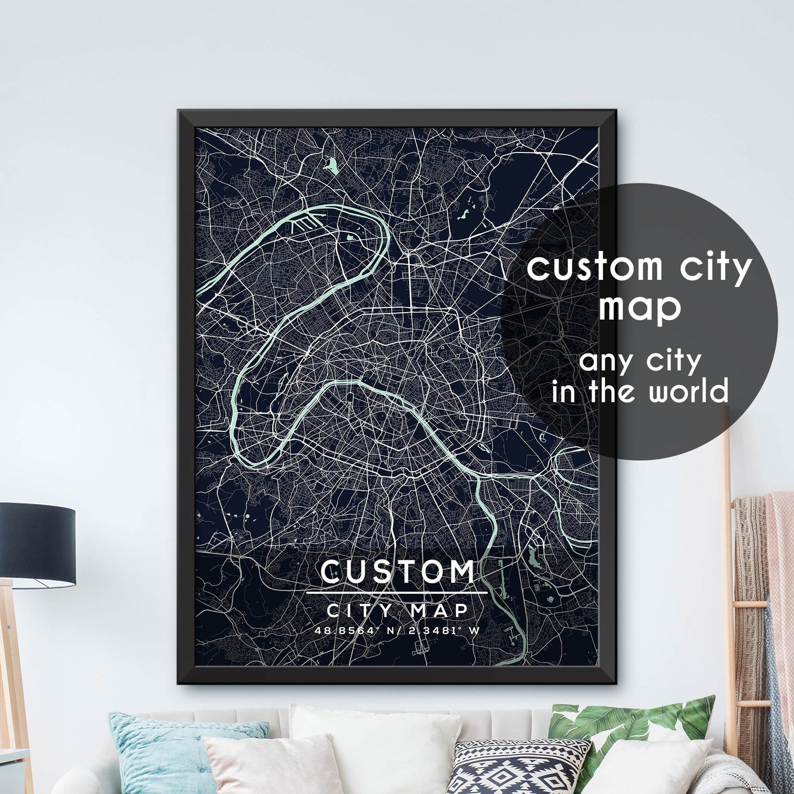 Custom Map Custom City Map Print Personalized Map - Etsy