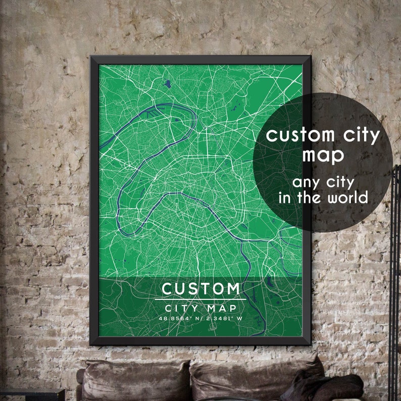 Custom Map Custom City Map Print Personalized Map - Etsy